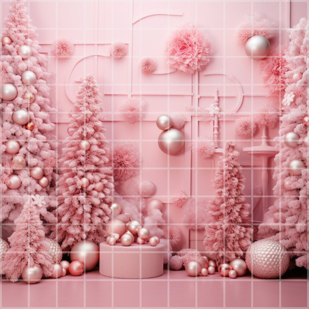 30 Pink Christmas Digital Backgrounds - Pink Trees, Car, Presents ...