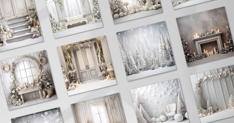 50 White Christmas Digital Backgrounds - Front Porch, Christmas Trees ...