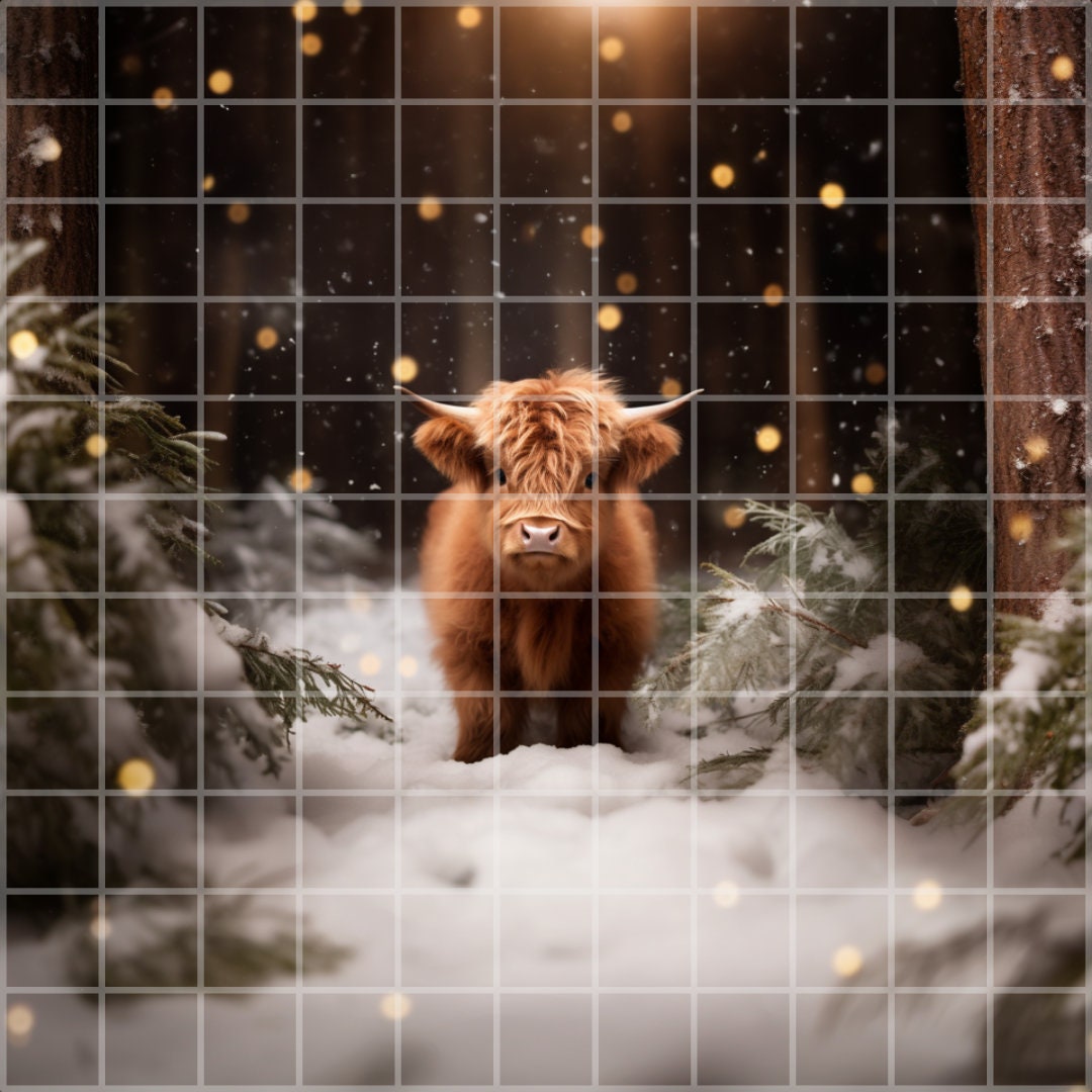 25 Highland Cows Christmas Digital Backgrounds - Farm, Barn, Lights ...