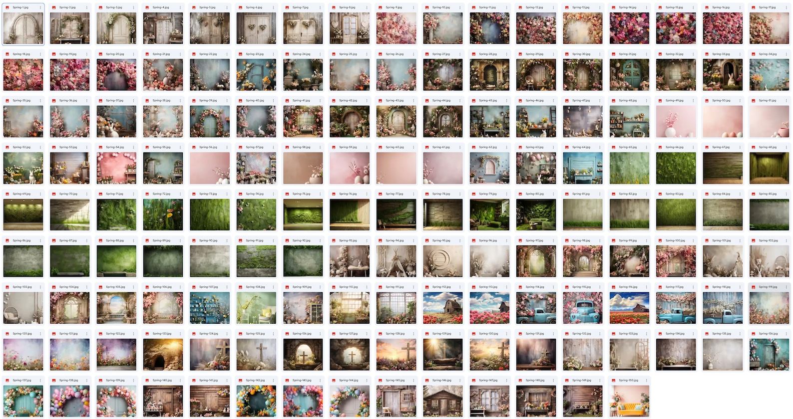 150 Spring & Easter Mega Pack Digital Backgrounds - Boho, Balloons ...