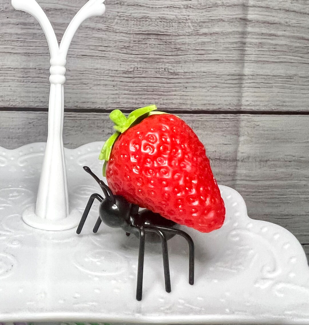 Fake Ants, Fake Fruit, Tiered Tray Decor, Strawberry, Donut Ant, Cherry ...