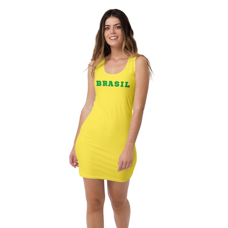 Brazil Yellow Dress, Brazilian Fitted Dress, Gift for the Brazilian - Etsy