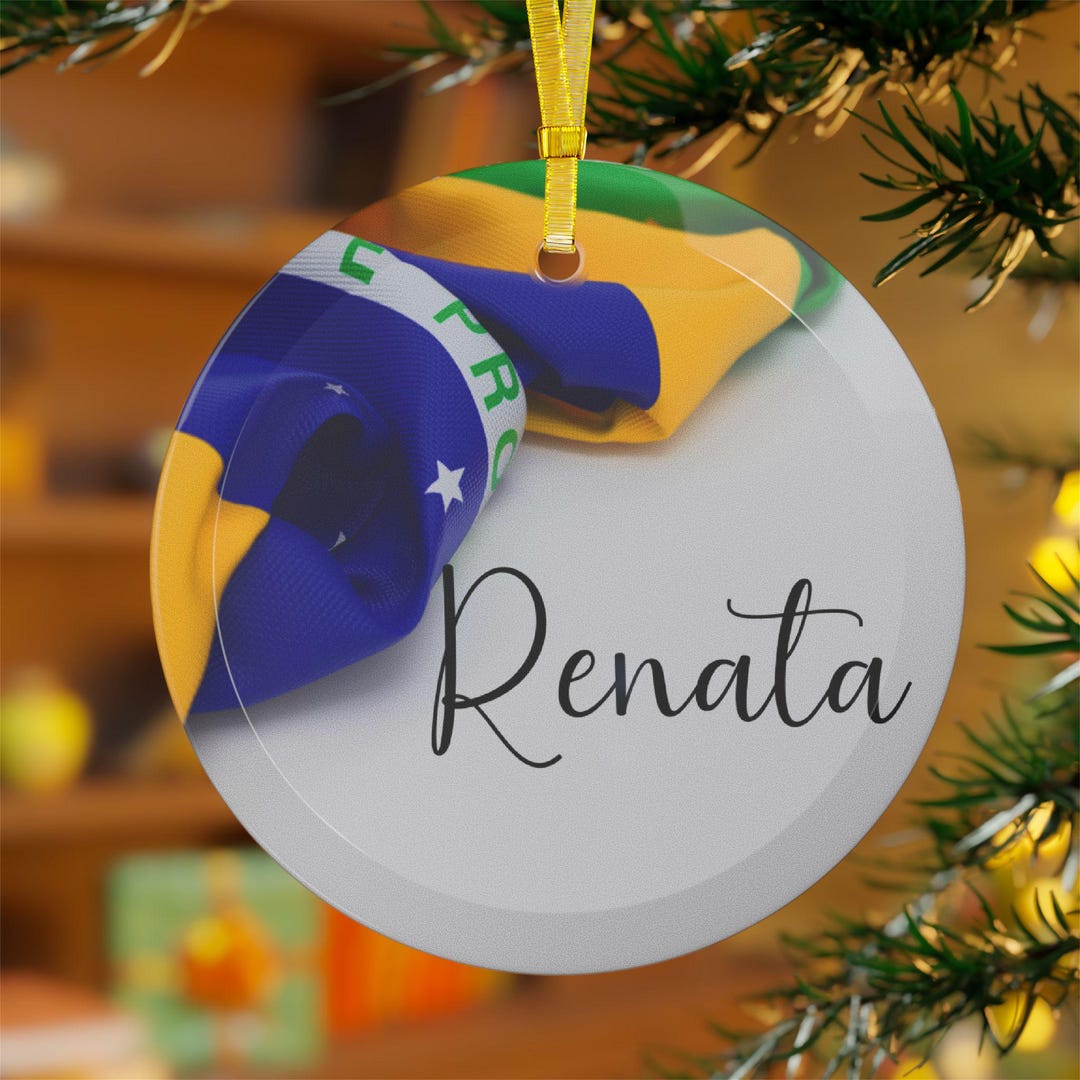 Personalized Brazil Name Glass Ornament, Brazilian Flag Gift Idea ...
