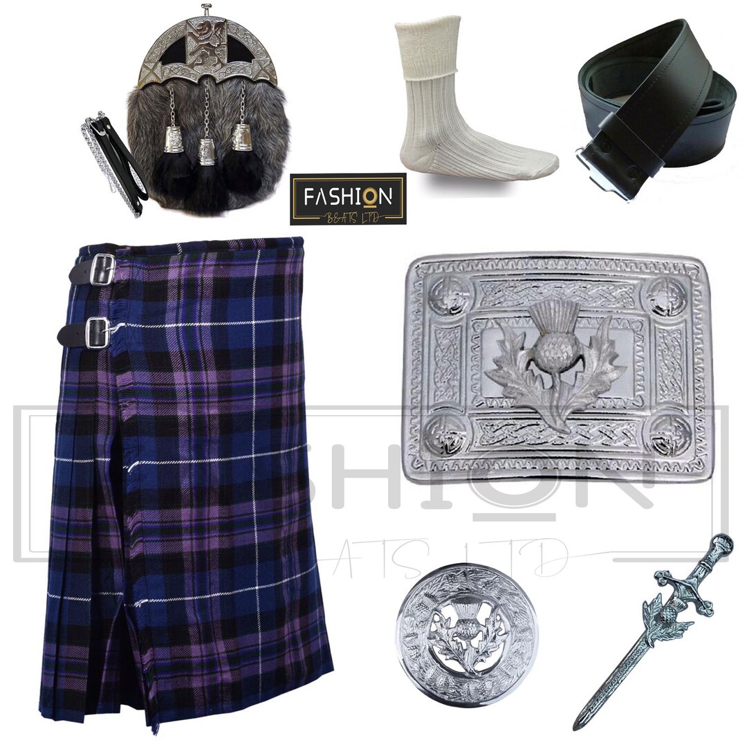 Men's Wedding Kilt Outfit 7 Piece Set Available in 40 Plus Tartan Clan ...