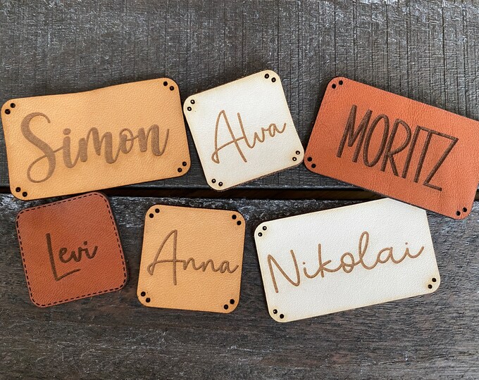 Personalisierte Label mit Chicago Screws / Kunstleder-Label mit ...