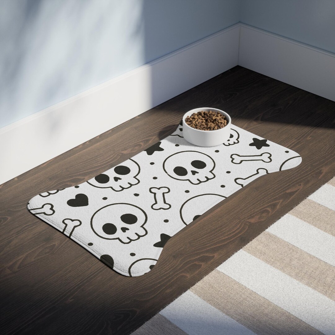 Pet Feeding Mats, Cute Skull and Bones Design, Dog Food Mat, Cat ...