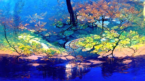 Japanese Water Garden 2 Japanese Maple Tree Reflective Pond - Etsy