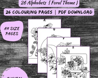 Flower Alphabets Coloring - Etsy