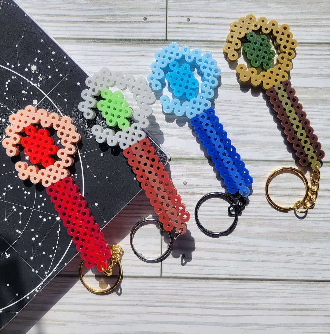 Perler Magic Staff Keychain Pixel Art Style Handmade Charm Adventure ...