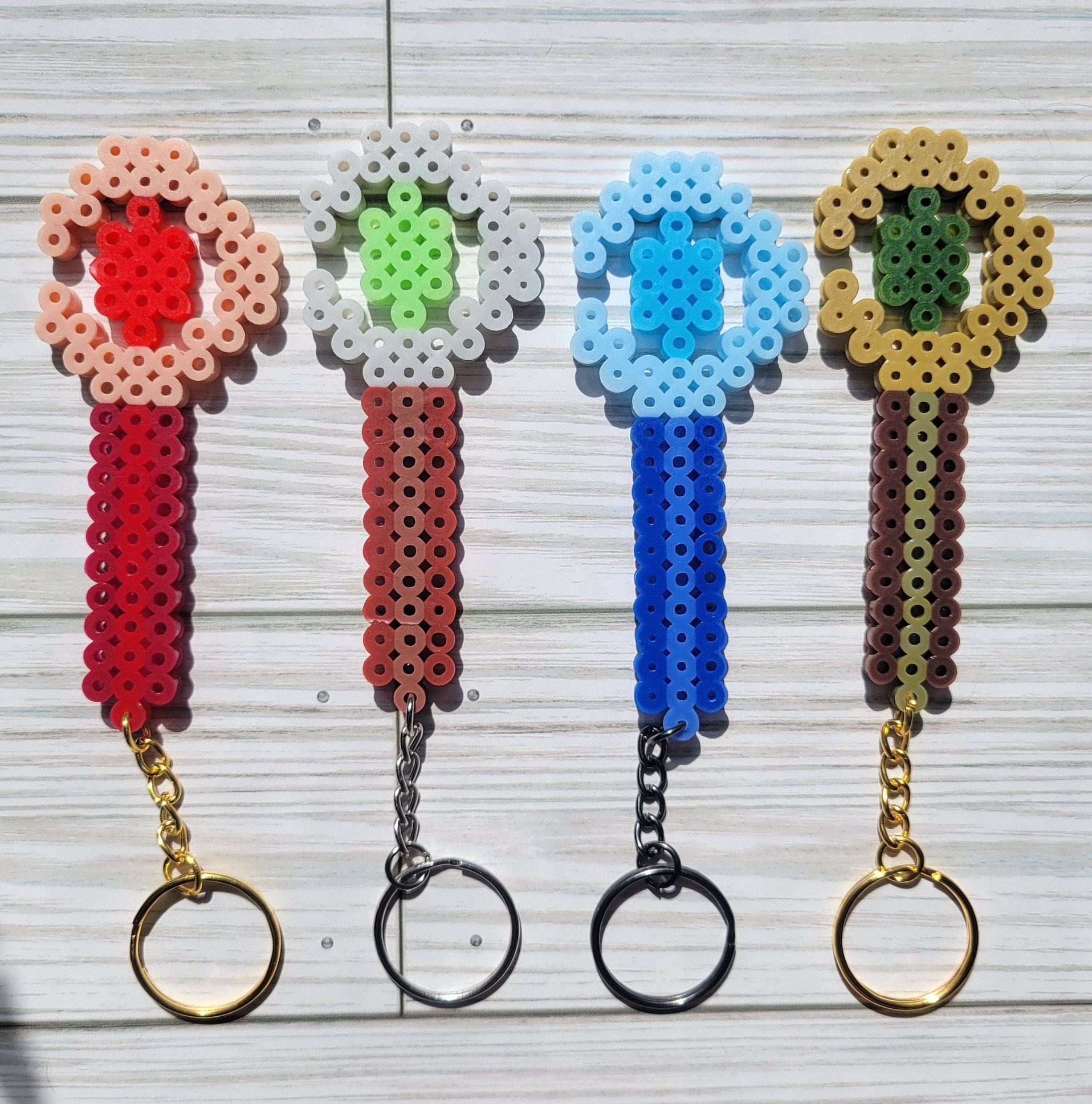 Perler Magic Staff Keychain Pixel Art Style Handmade Charm Adventure ...