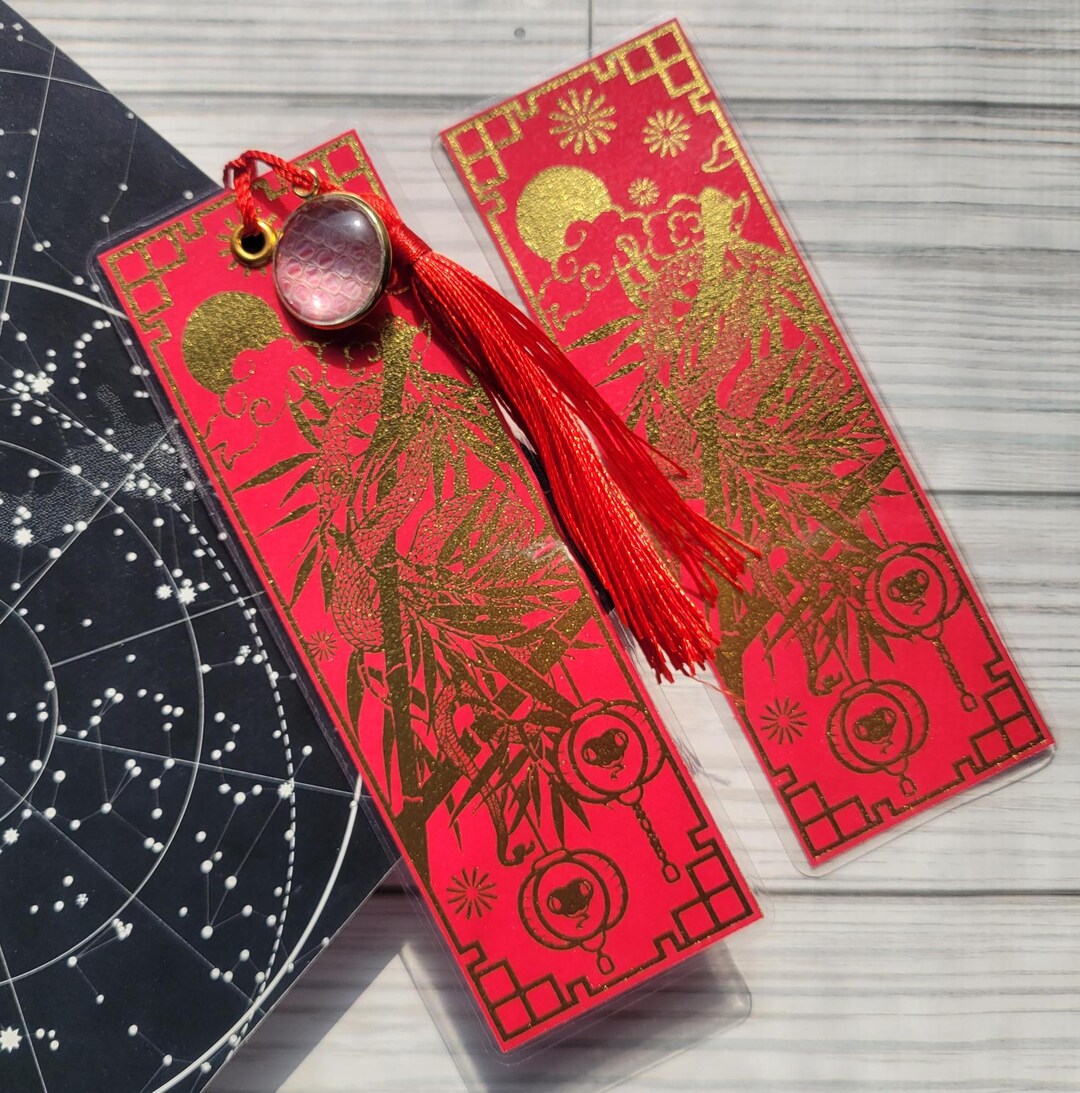 Lunar New Year Bookmark Foil Art Tassel Optional Laminated Stationary ...