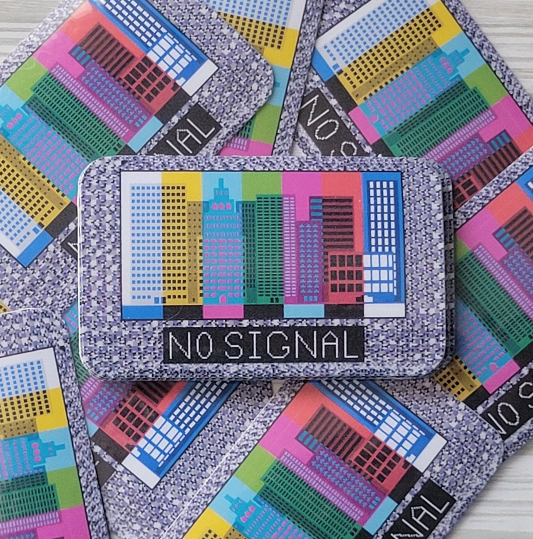 No Signal Pixel Art Glossy Vinyl Sticker Unique Sci-fi Artwork ...