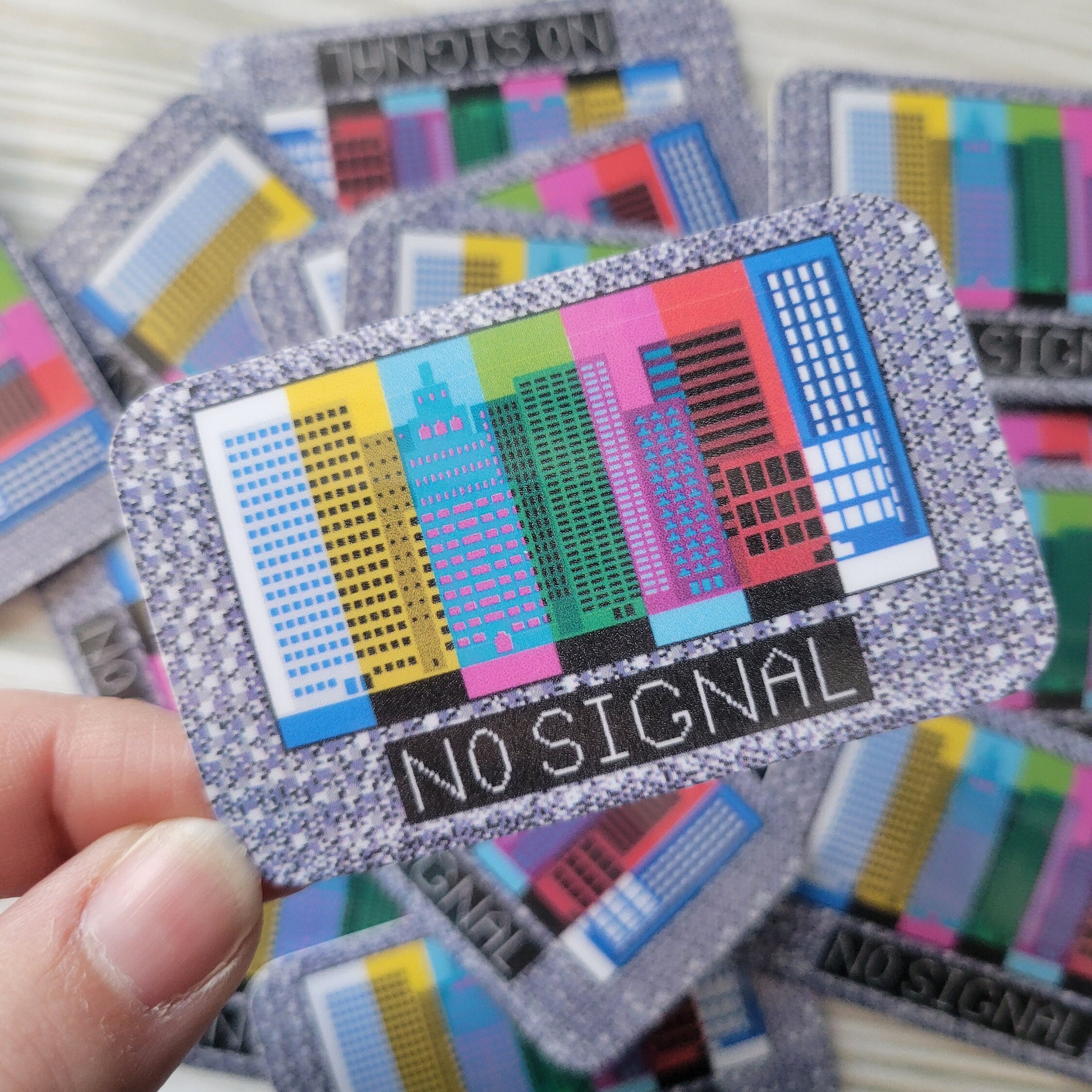 No Signal Pixel Art Glossy Vinyl Sticker Unique Sci-fi Artwork ...