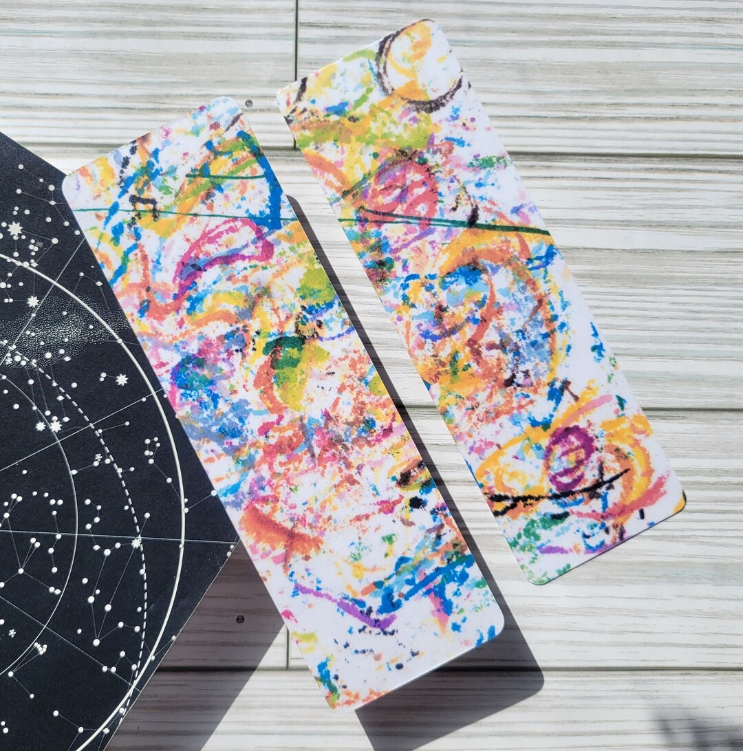 Abstract Bleed Paper Bookmark Super Colourful Creative Art Laminated ...