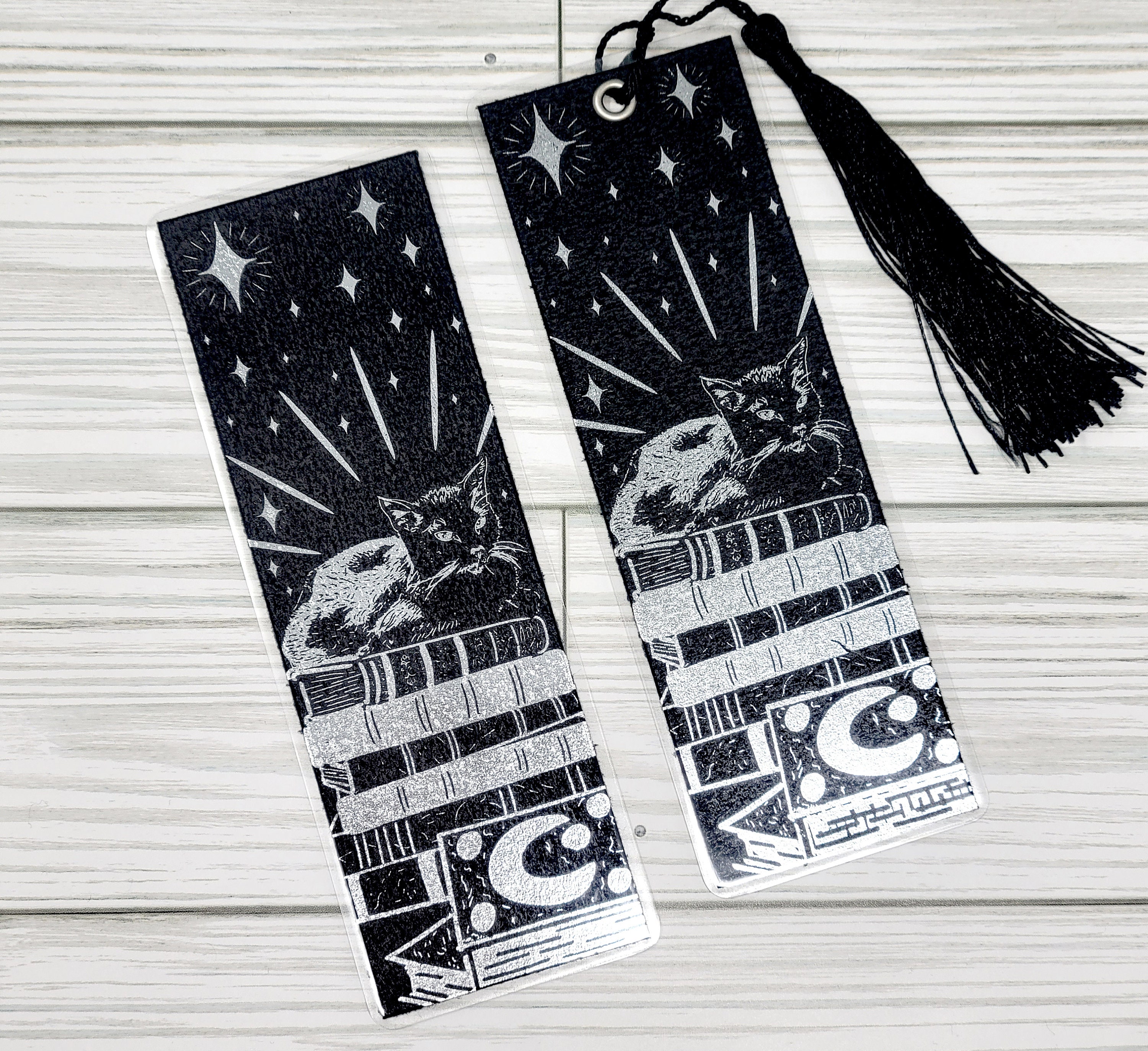 Cat of the Library Magic Library Bookmark Tassel Optional Laminated ...