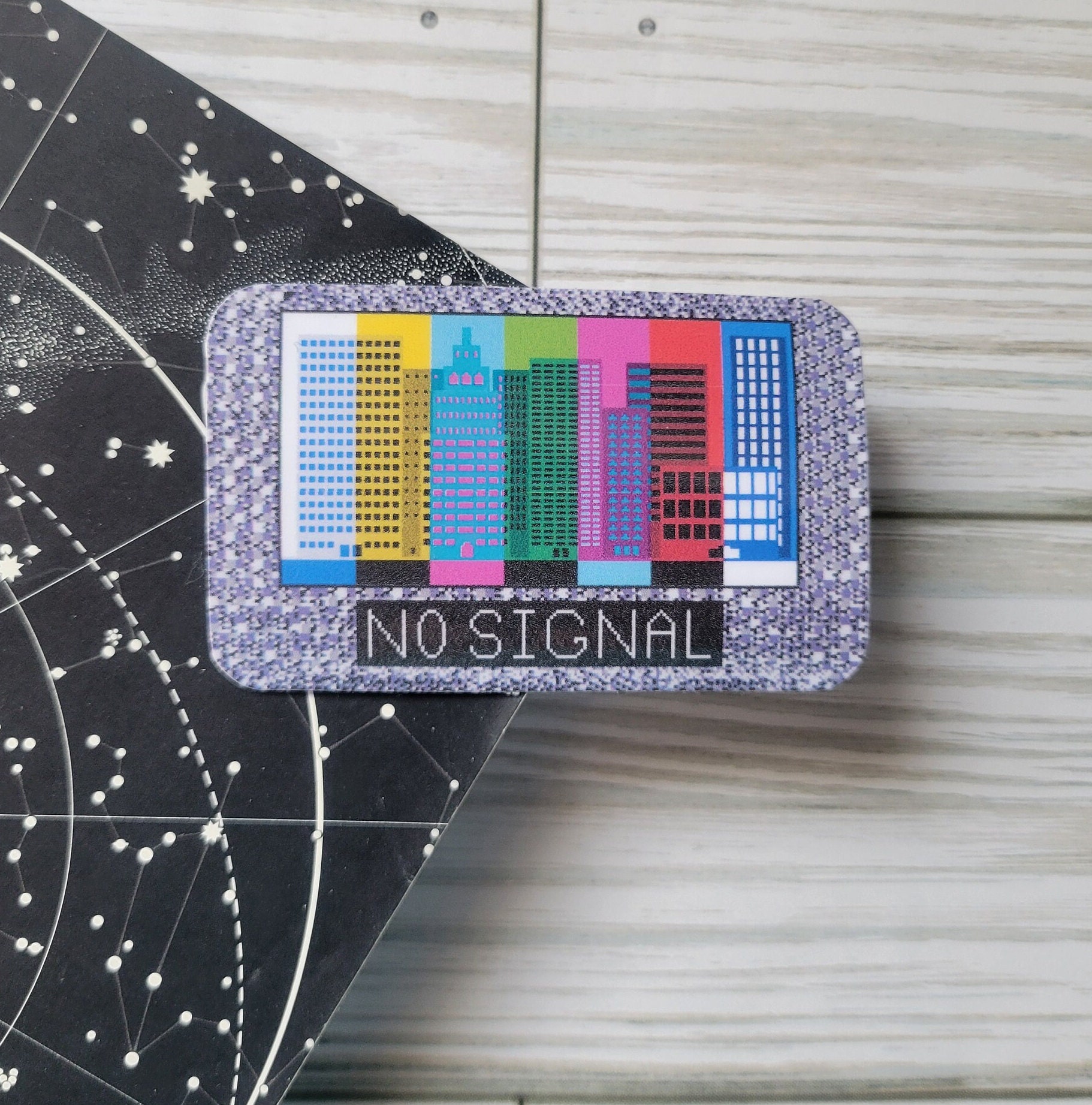 No Signal Pixel Art Glossy Vinyl Sticker Unique Sci-fi Artwork ...