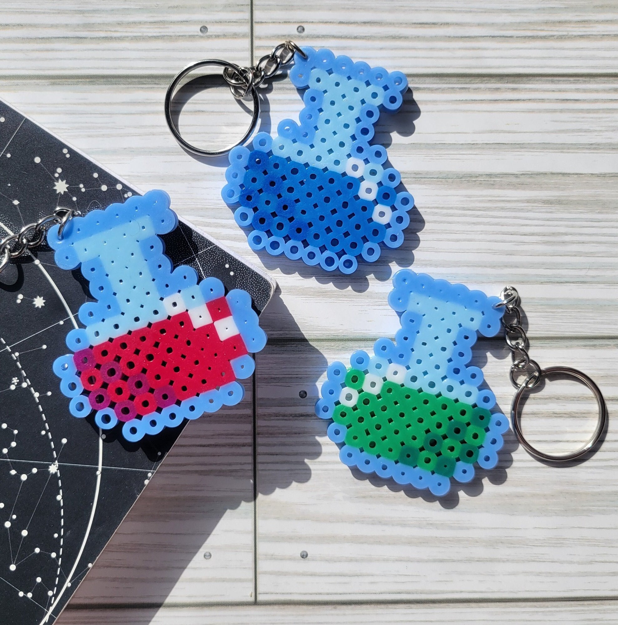 Perler Potion Bottle Keychain Pixel Art Style Handmade Charm Adventure ...