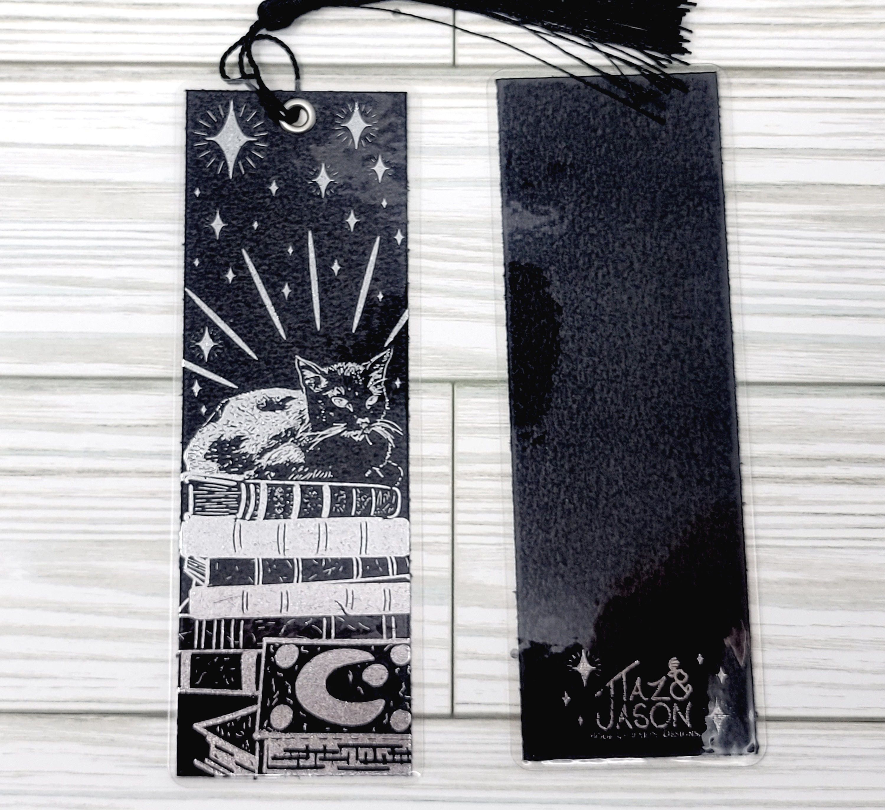 Cat of the Library Magic Library Bookmark Tassel Optional Laminated ...