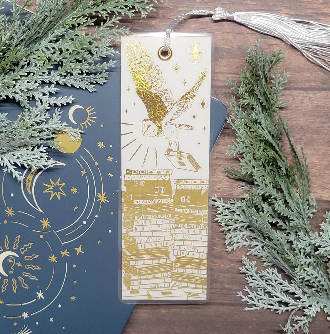 Owl of the Library Magic Library Familiar Foil Art Bookmark Laminated ...