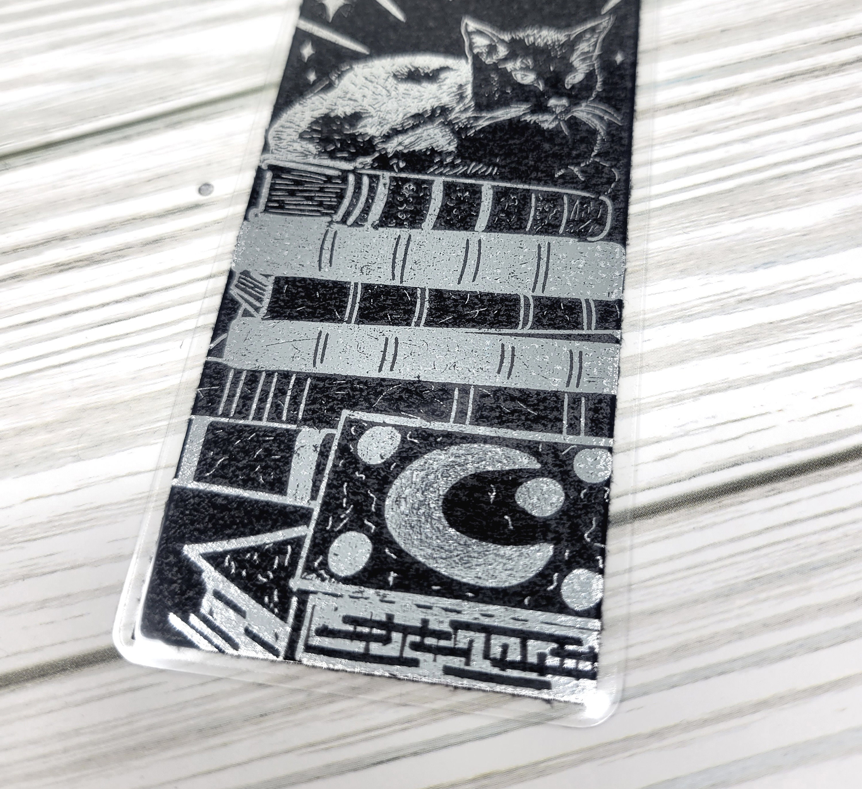 Cat of the Library Magic Library Bookmark Tassel Optional Laminated ...