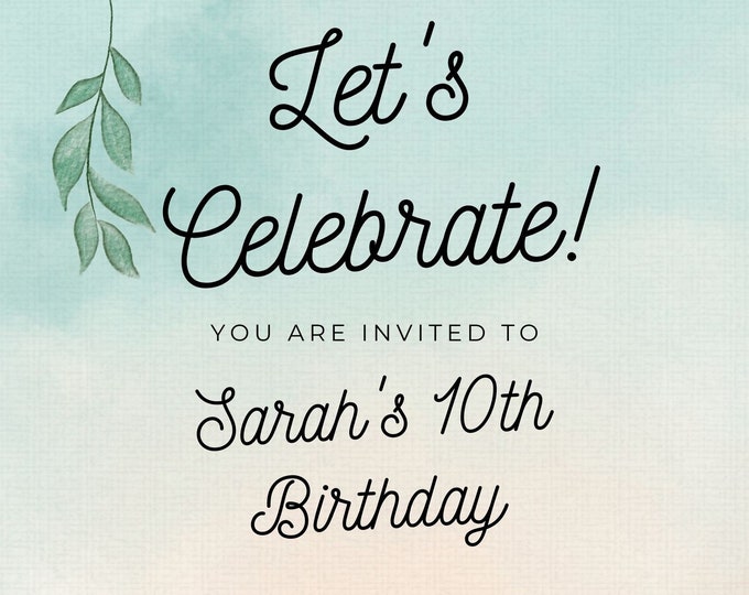 Customizable Birthday Invitation Template, Birthday Party Invites ...