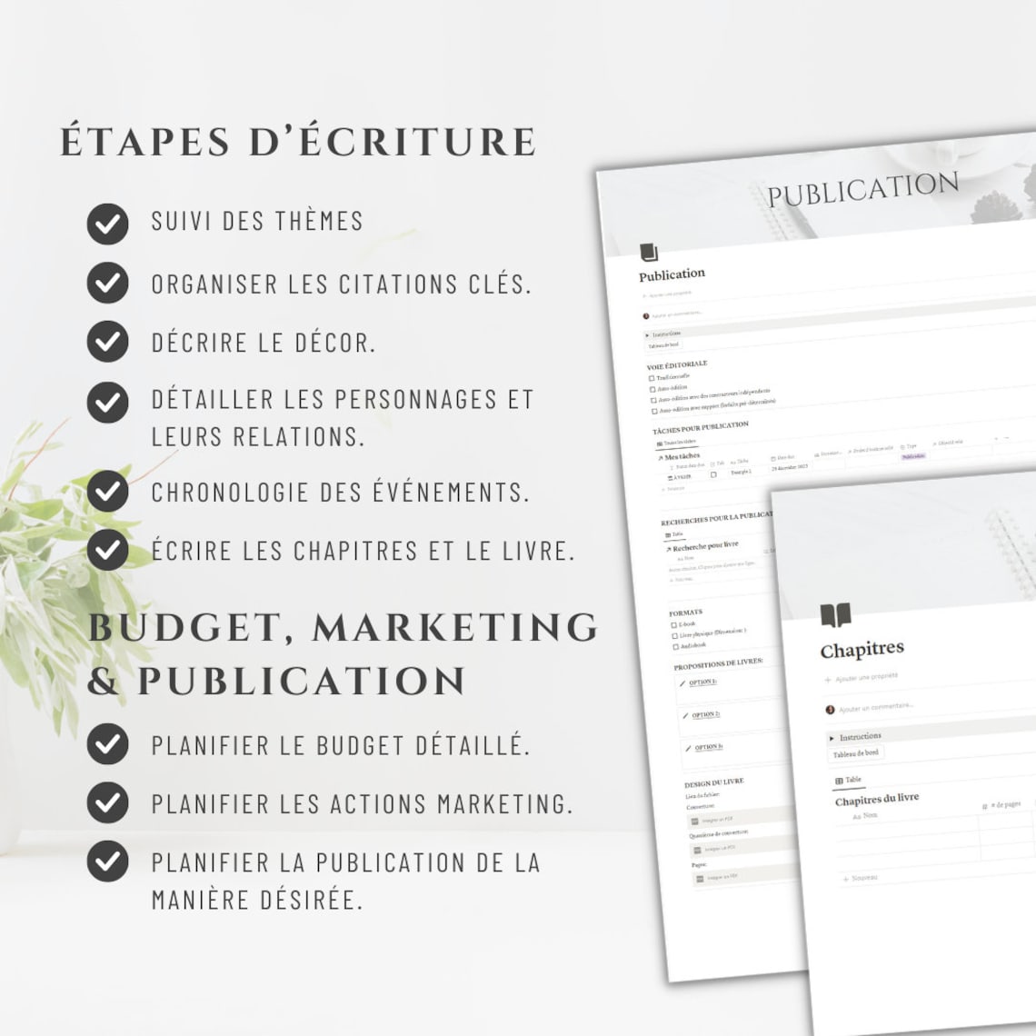 Template Notion Pour Auteurs, Planificateur De Livre, Planificateur ...