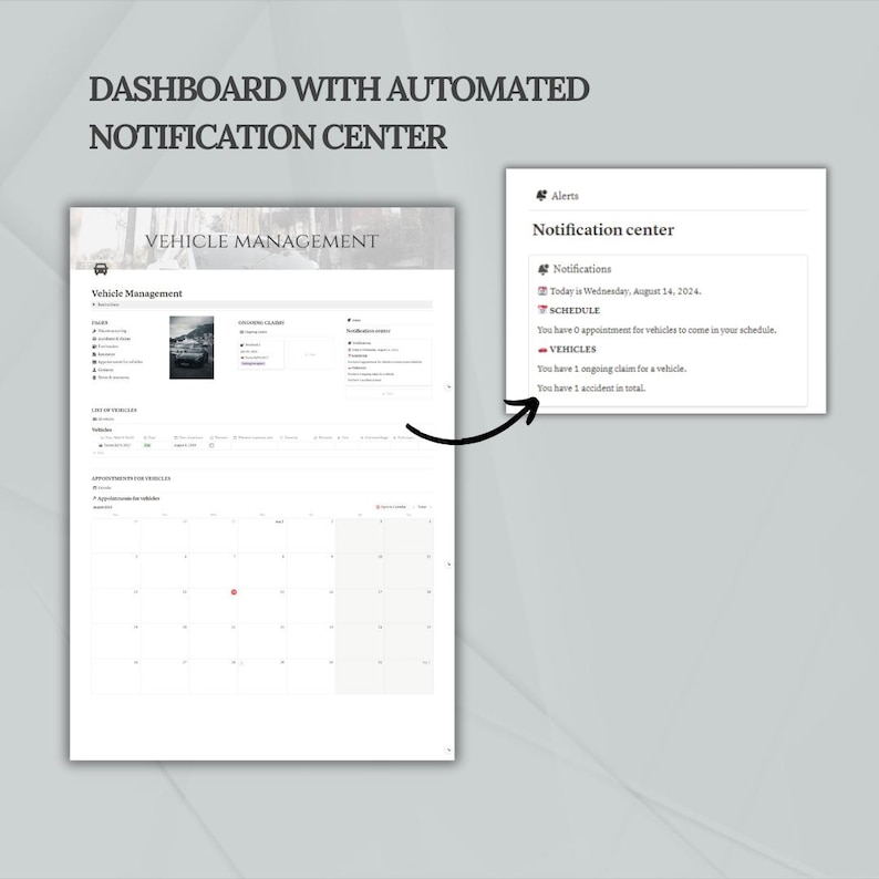 Notion Template Vehicle Management Planner, Car Management, Maintenance ...