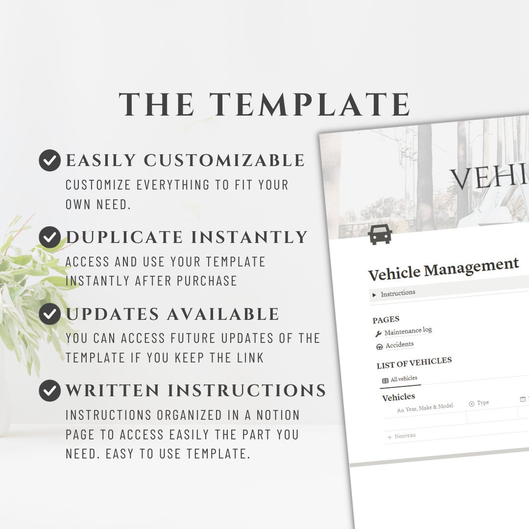 Notion Template Vehicle Management Planner Car Management - Etsy Australia