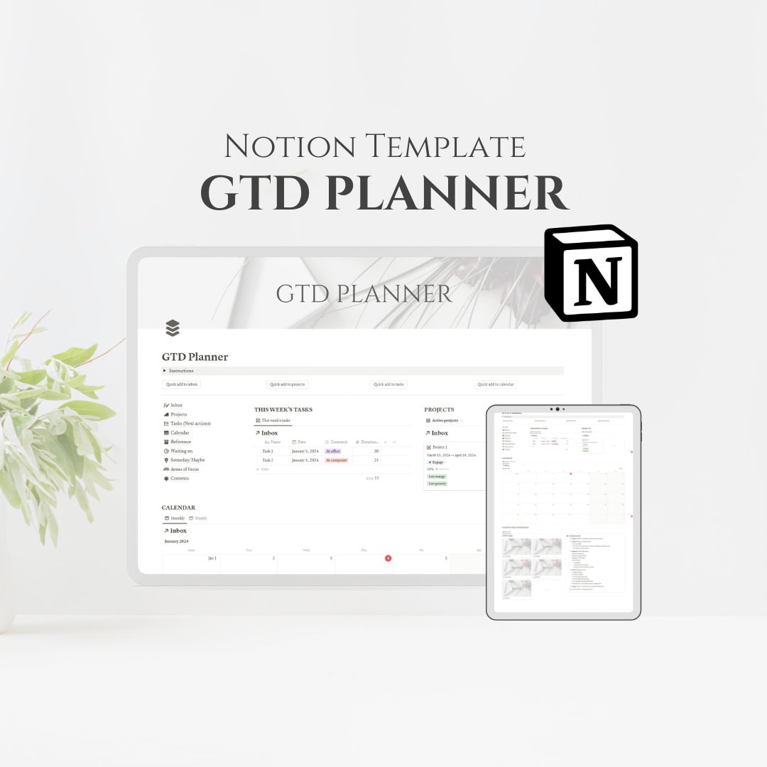Notion Template GTD Planner, GTD Notion Planner, GTD Dashboard Notion ...