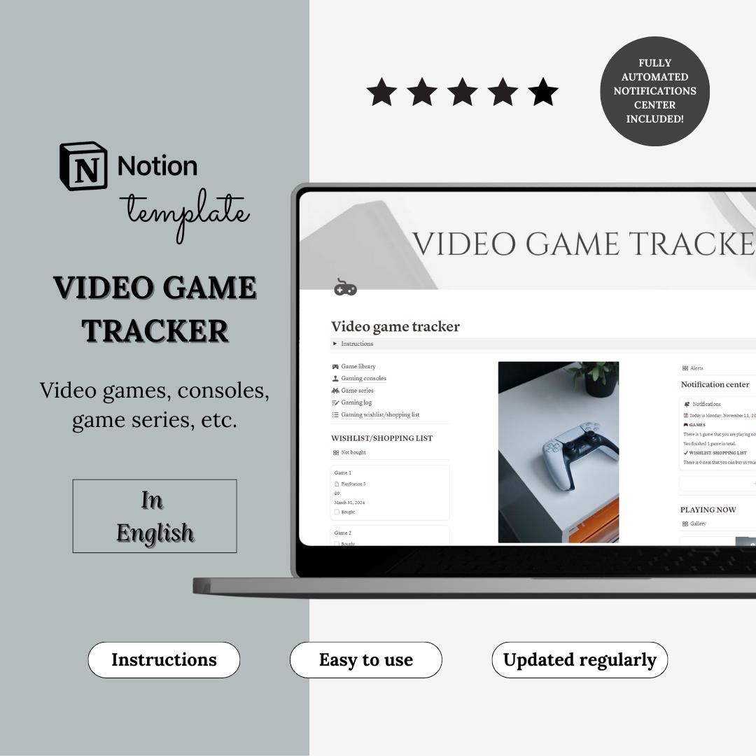 Notion Template Video Game Tracker | Gaming Log, Gaming Journal ...