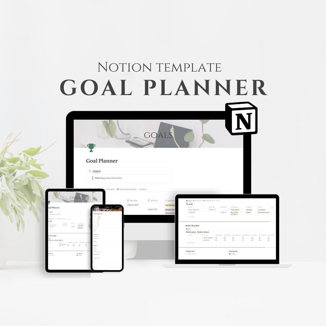 Notion Goal Planner Template Goal Tracker Notion Dashboard Life Planner ...