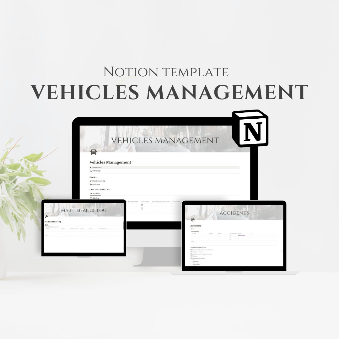 Notion Template Vehicles Management Planner Car Management - Etsy