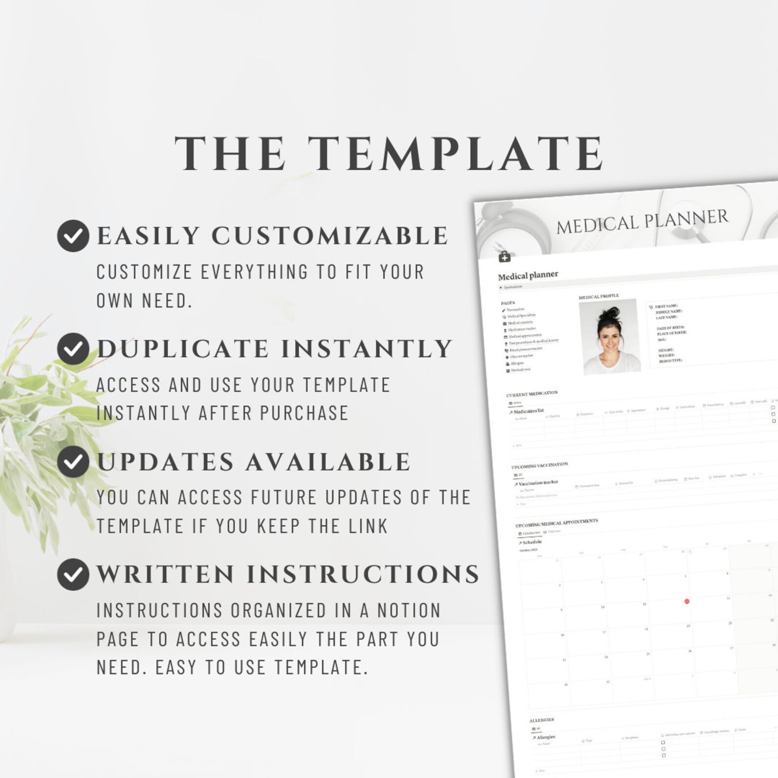 Notion Template Medical Planner, Notion Health Dashboard, Notion ...