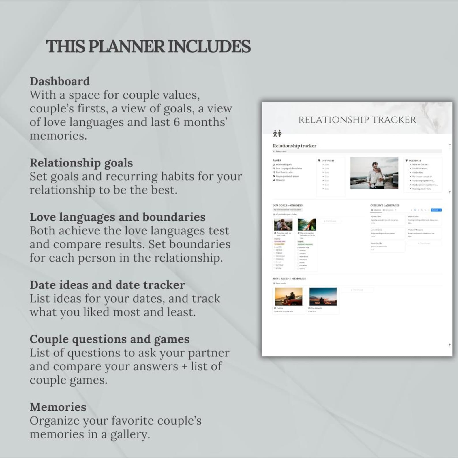 Notion Template Relationship Tracker | Couple Goals, Partner Goals ...