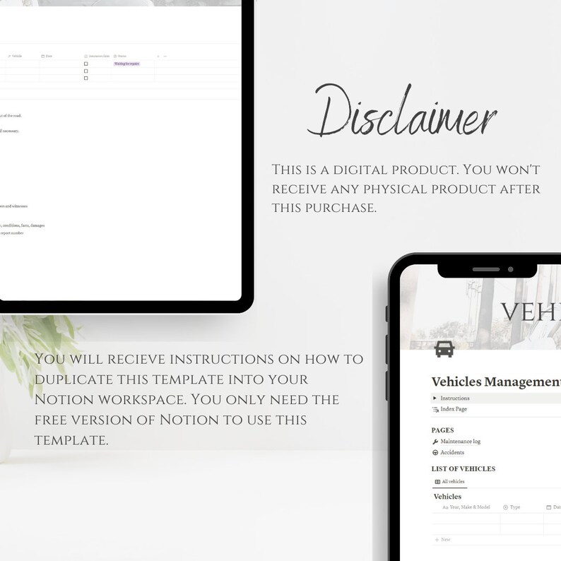 Notion Template Vehicles Management Planner Car Management - Etsy