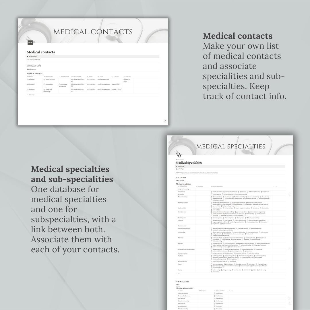 Notion Template Medical Planner | Health & Medication Tracker ...