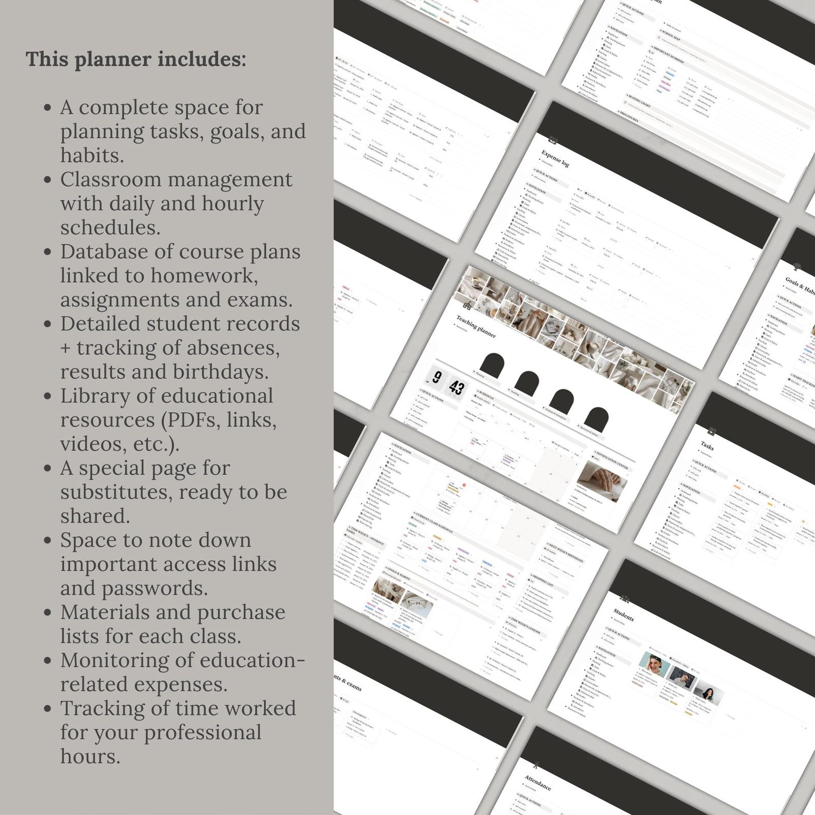 Notion Teacher Template | Lesson Planner, Class Management & Student ...
