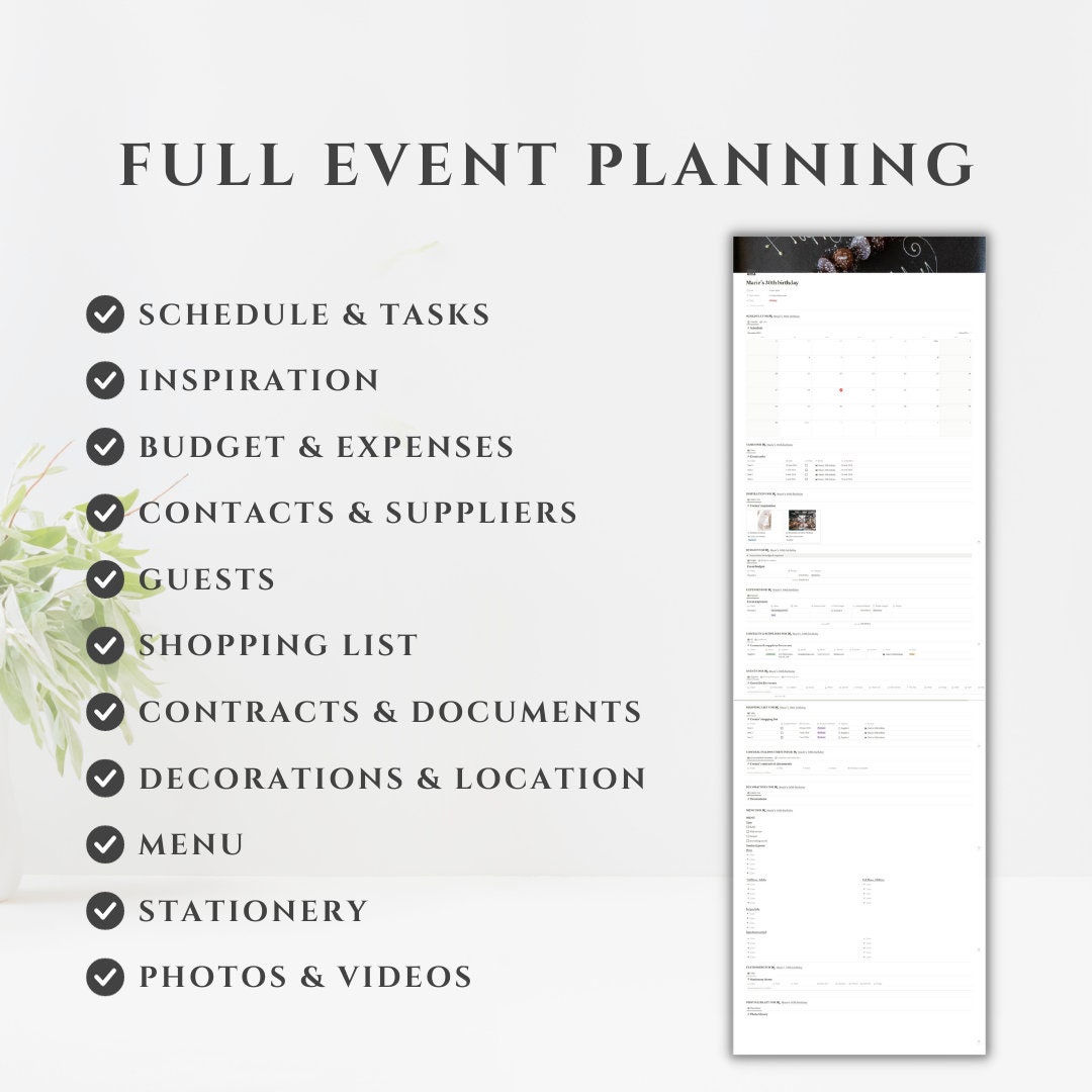 Notion Template Event Planner, Guest List Tracker, Party Checklist ...