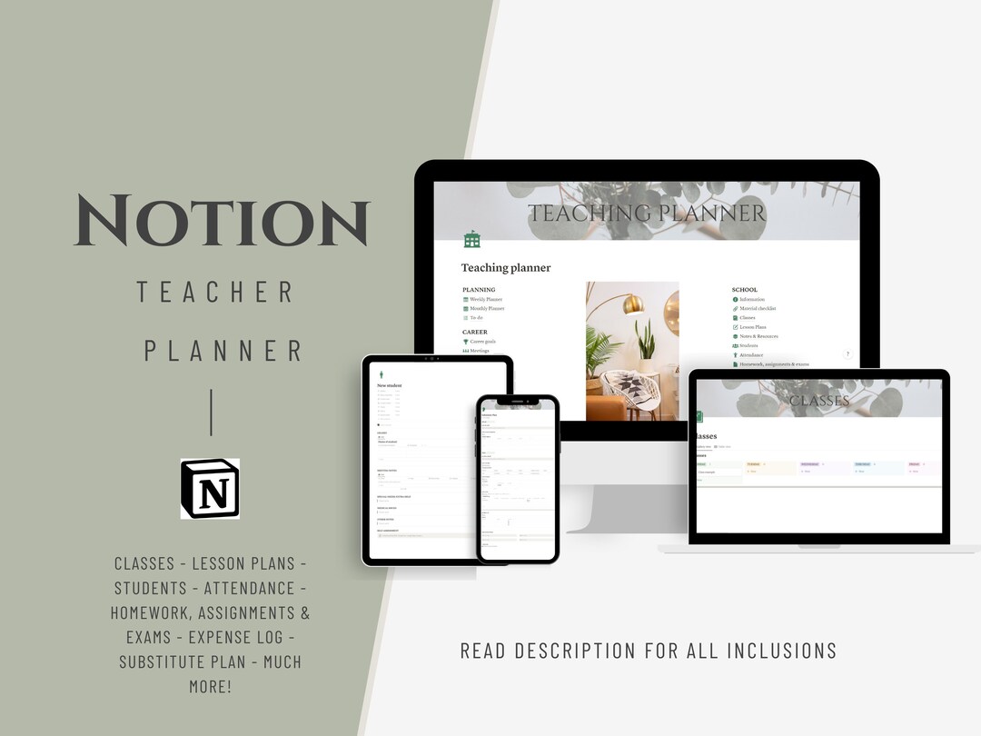 Notion Template for Teachers Notion Planner for Class - Etsy