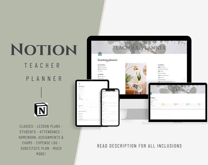Notion Template for Teachers Notion Planner for Class - Etsy Canada