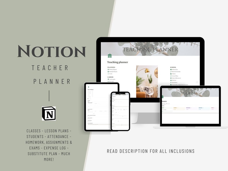 Notion Template for Teachers Notion Planner for Class - Etsy