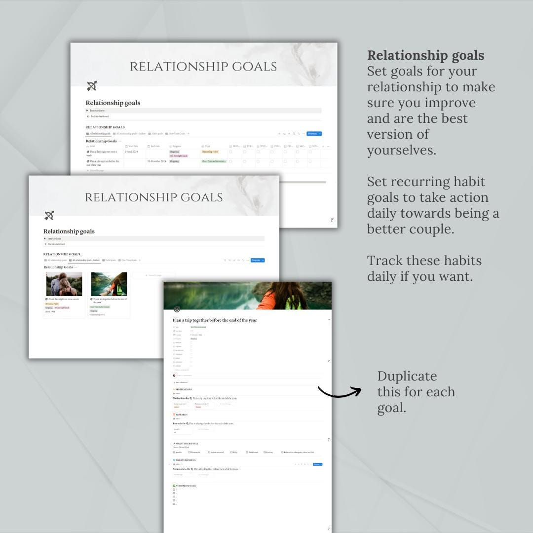 Notion Template Relationship Tracker | Couple Goals, Partner Goals ...