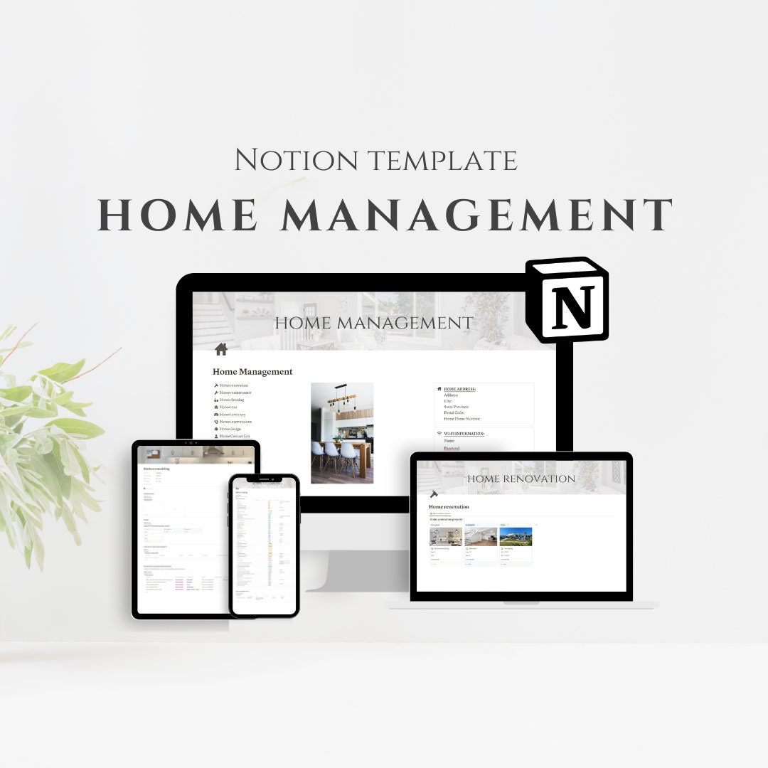Notion Template Home Management, Notion Life Planner, Cleaning Tracker ...