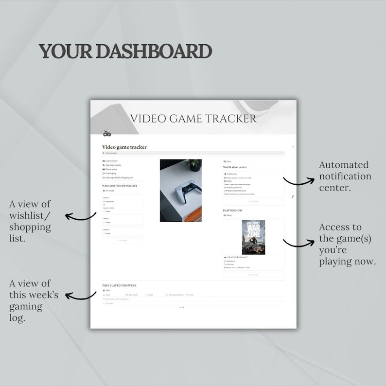 Notion Template Video Game Tracker | Gaming Log, Gaming Journal ...