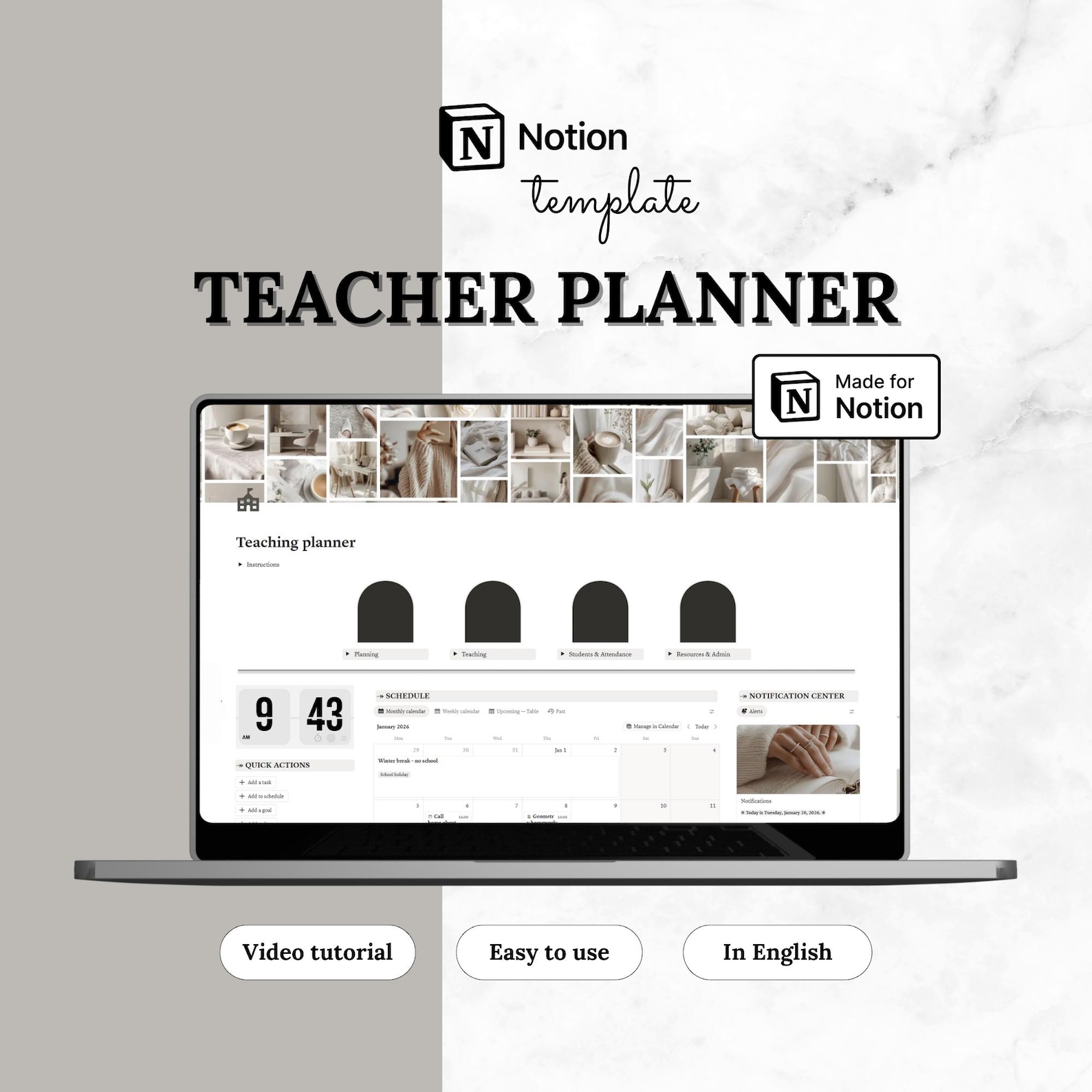 Notion Teacher Template | Lesson Planner, Class Management & Student ...