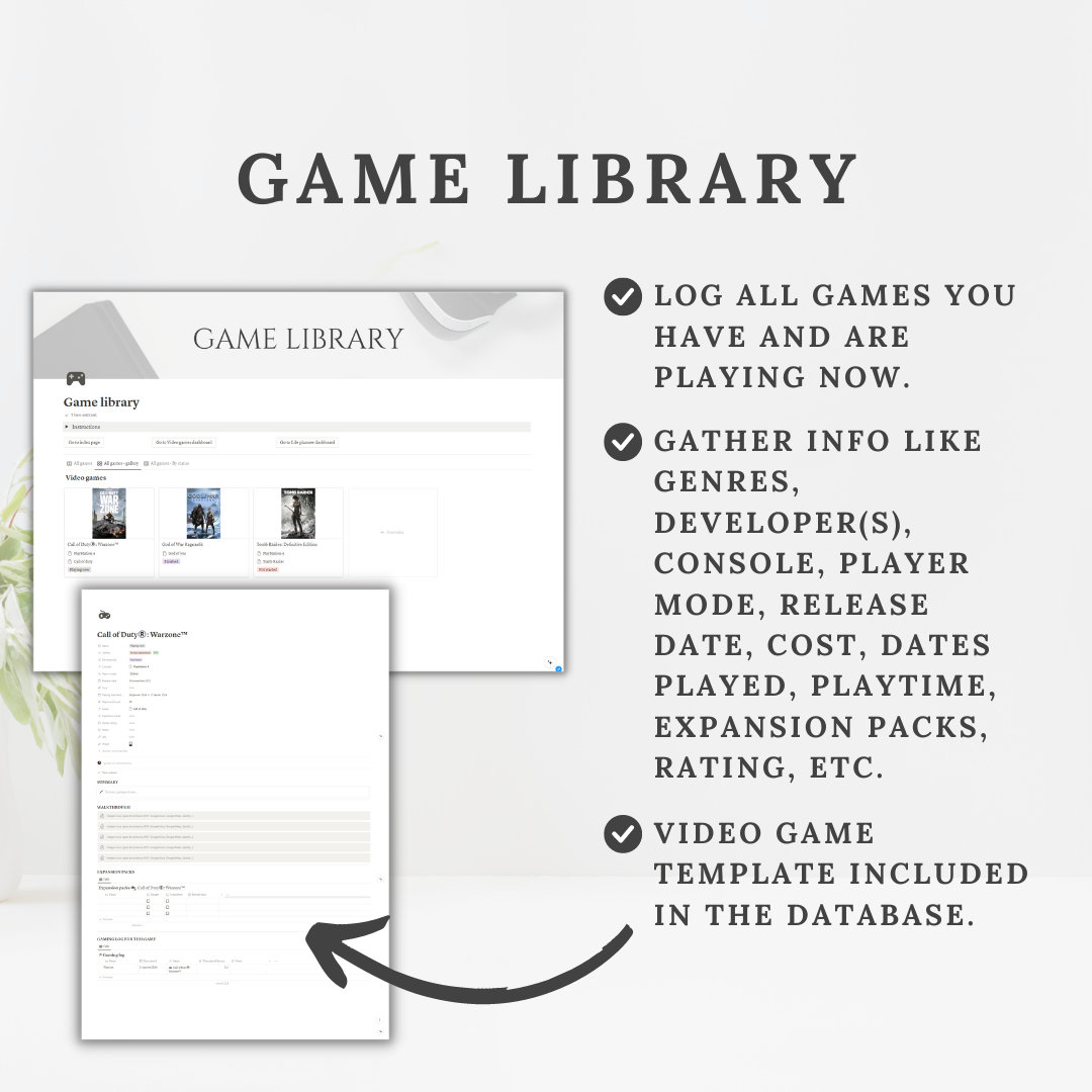 Notion Template Video Game Tracker, Gaming Journal Notion Dashboard ...