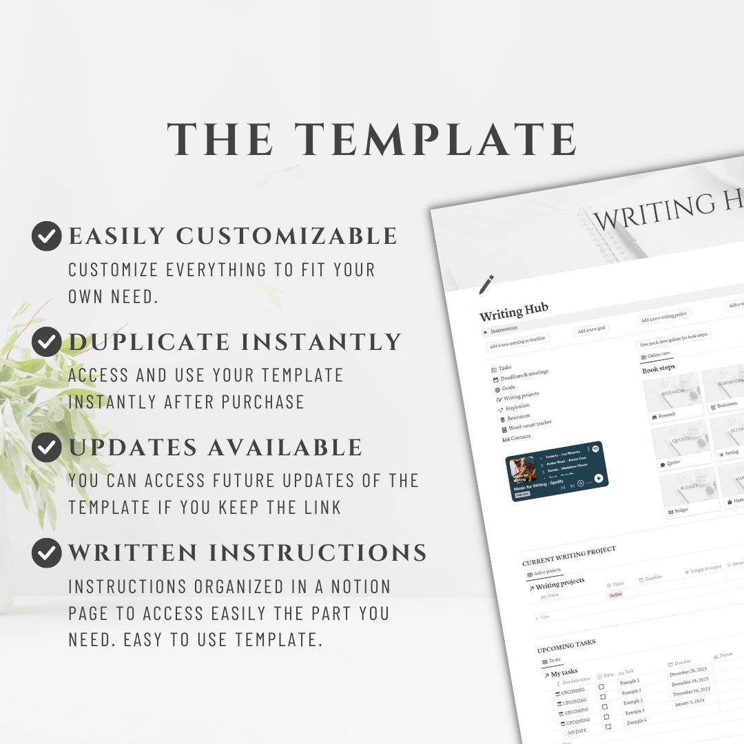 Notion Template for Writers, Novel Planner, Author Planner, Notion ...