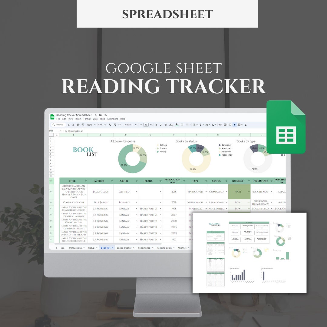 Reading Tracker Spreadsheet Google Sheet Template Book List - Etsy