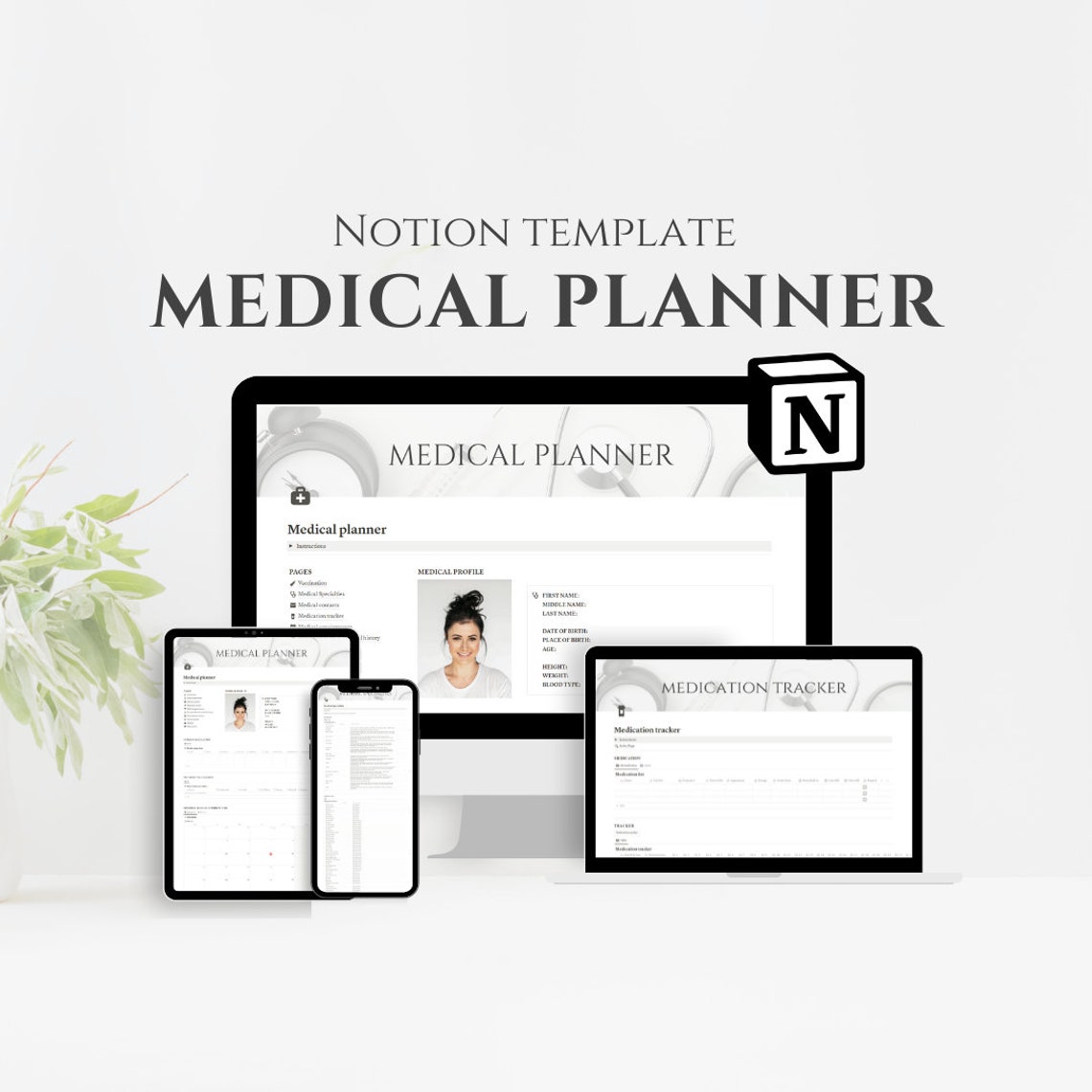 Notion Template Medical Planner, Notion Health Dashboard, Notion ...