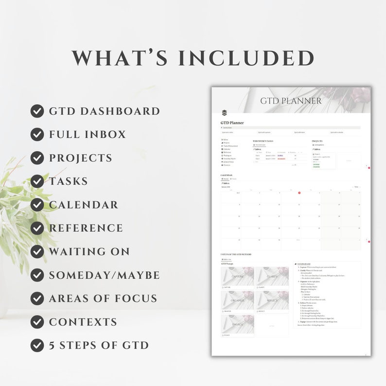 Notion Template Gtd Planner Gtd Notion Planner Gtd Dashboard Notion Second Brain Template Gtd